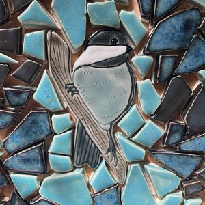 Ceramic Chickadee Mosaic Tile, Handmade and Glazed Exclusive Design ...