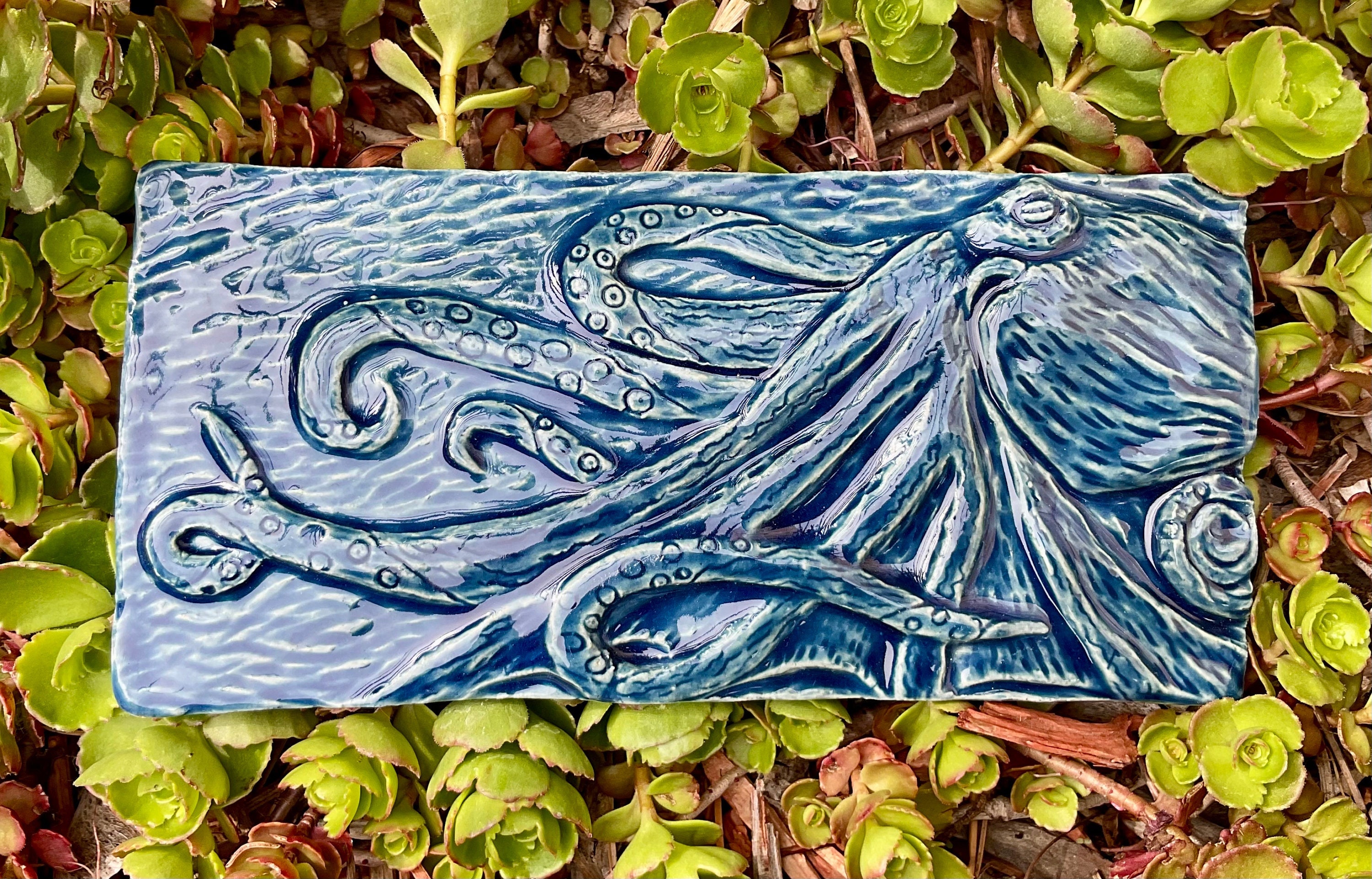 Octopus Tile Ceramic Handmade Relief Tile Carved Pottery - Etsy