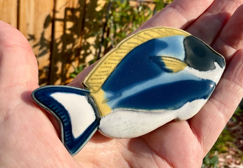 Blue Tang Fish Mosaic Tile Handmade Ceramic Glazed Tropical - Etsy