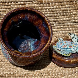 Ceramic Sea Turtle Jar One of a Kind Handmade and Sgraffito - Etsy