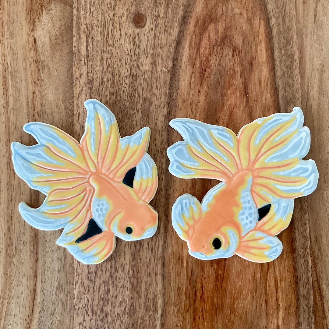 Fantail Goldfish Mosaic Tiles, Two Original Designs, Handcrafted Unique ...