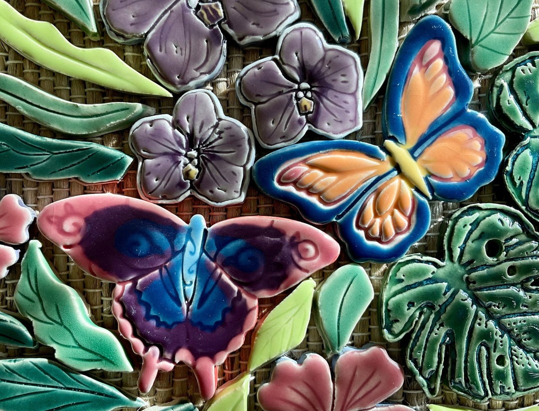 Ceramic Butterfly Mosaic Tile Handmade Glazed Bug Insect - Etsy