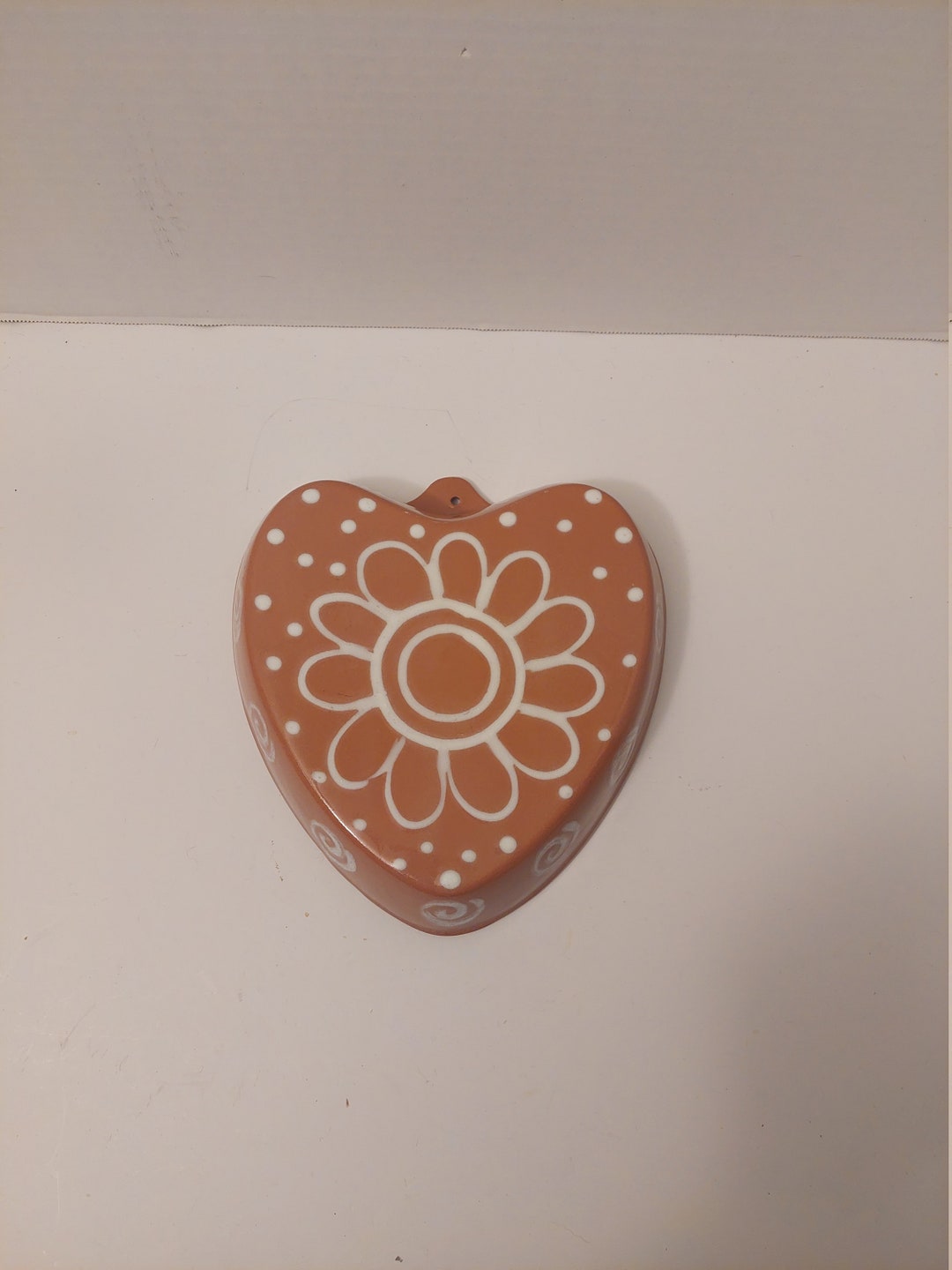 Vintage Ceramic Redware Heart Shaped Pottery Pan, Redware Wall Decor ...