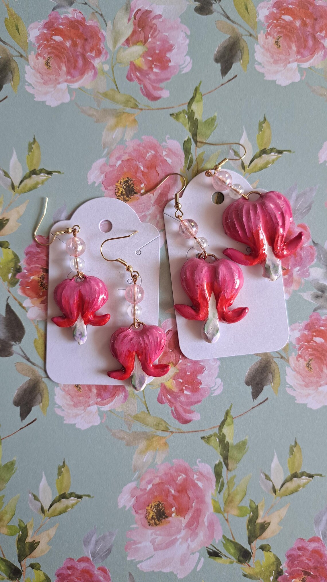 Handmade Bleeding Heart Springtime Earrings, Polymer Clay Floral ...