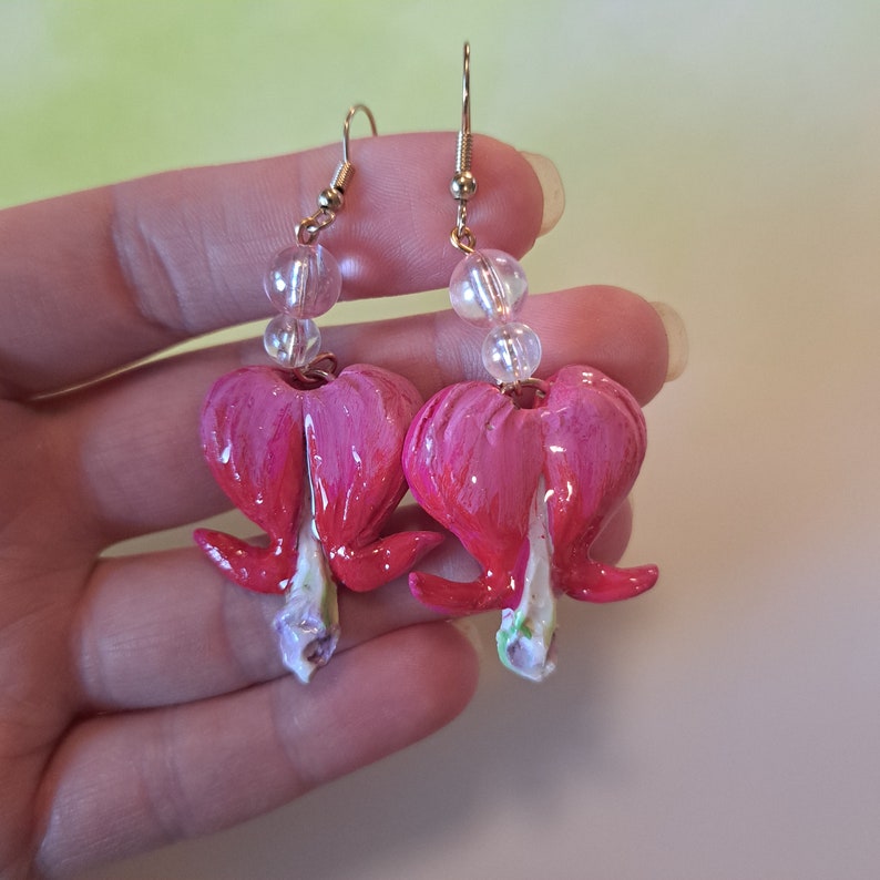 Handmade Bleeding Heart Springtime Earrings, Polymer Clay Floral ...