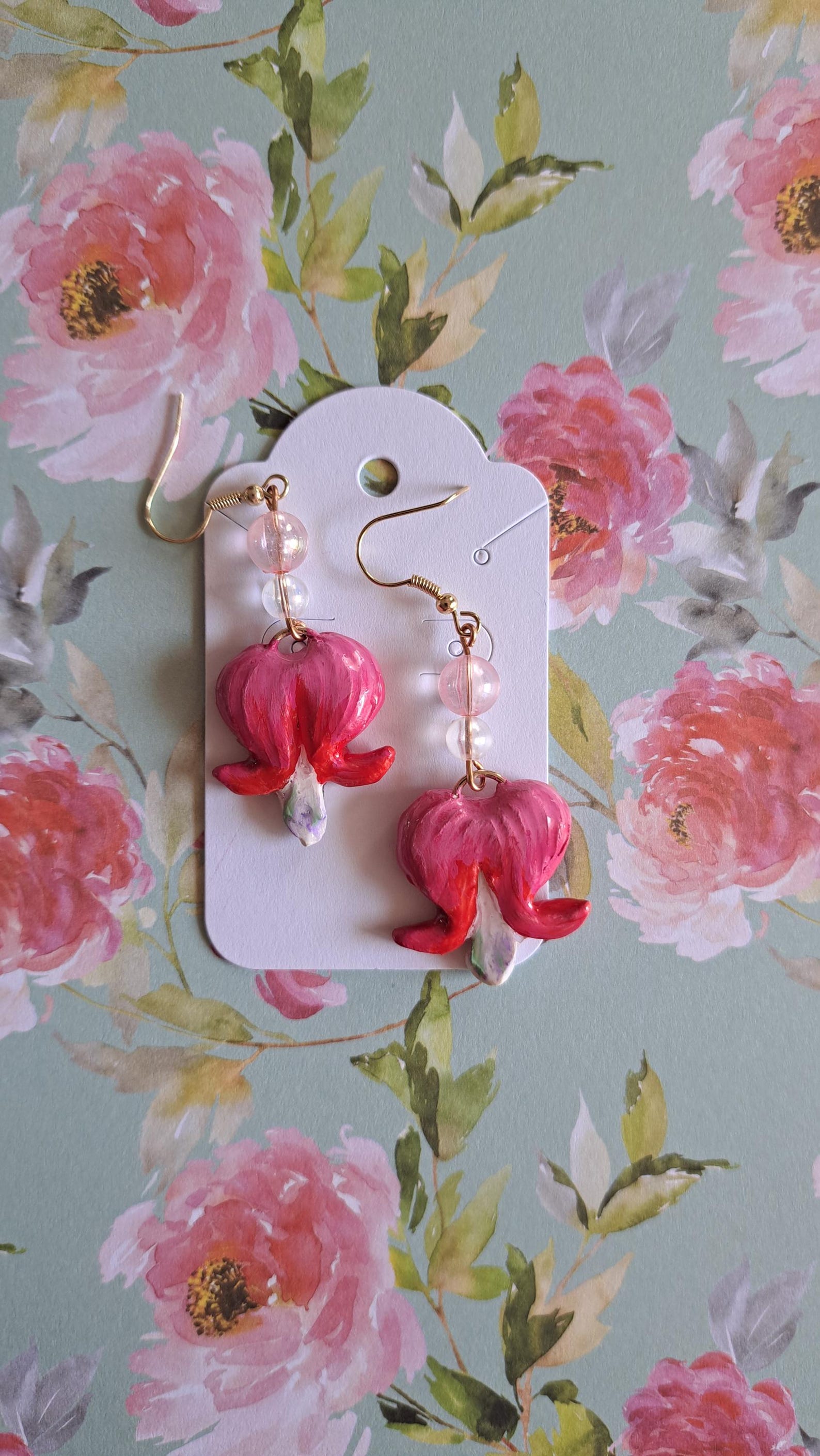 Handmade Bleeding Heart Springtime Earrings, Polymer Clay Floral ...