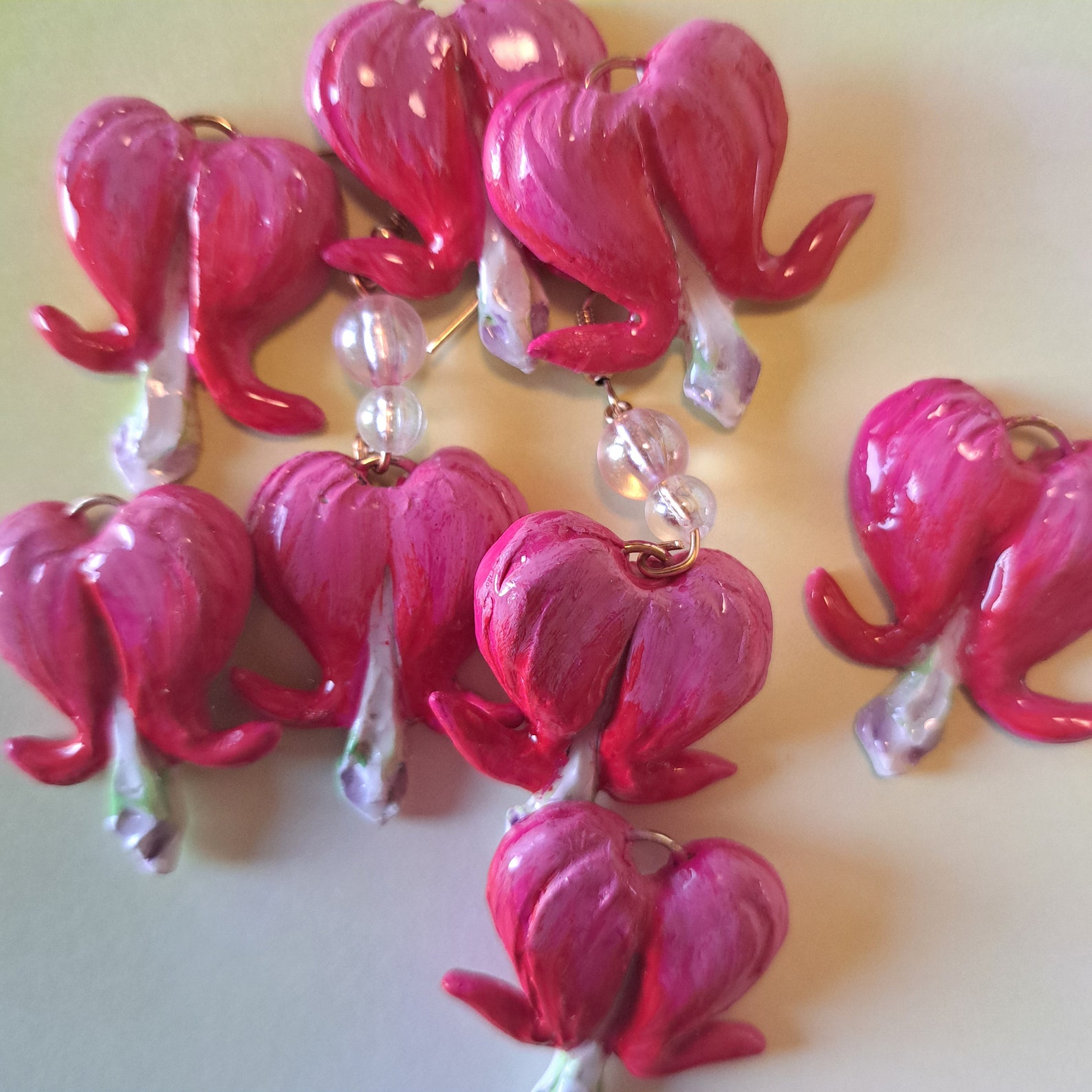 Handmade Bleeding Heart Springtime Earrings, Polymer Clay Floral ...