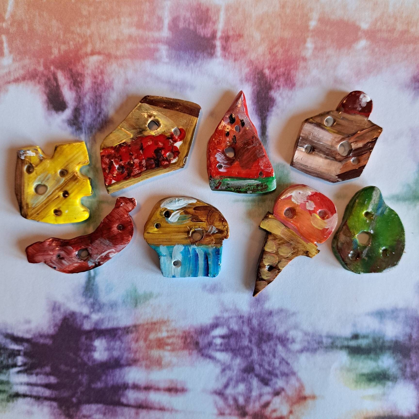 Cute Handmade Polymer Clay Food Pin, Miniature Brooch, Friendship ...