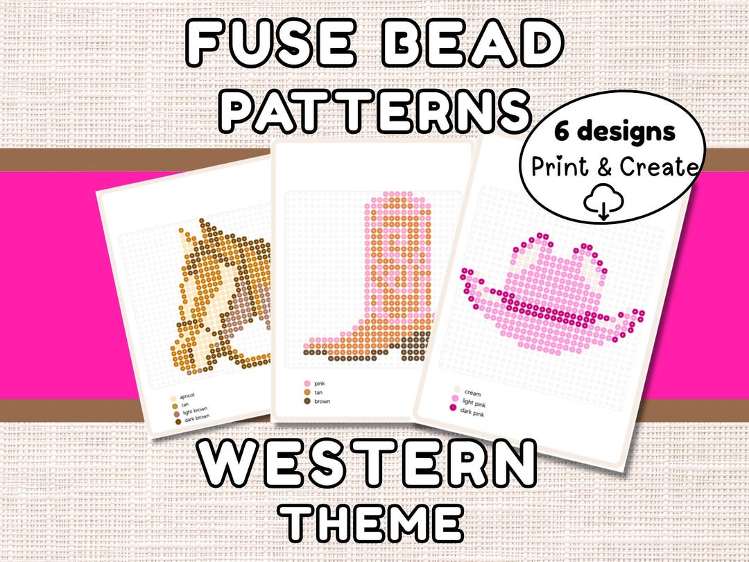Western Fuse Bead Templates | 6 Designs | Printable Perler Bead ...