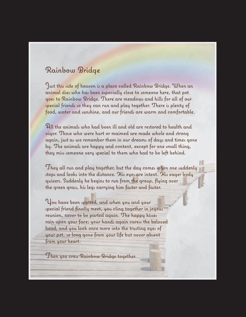 Rainbow Bridge Pet Loss Poem: Memorial Gift (PDF Digital Download) - Etsy