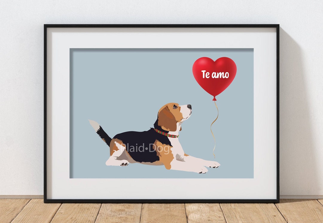 Beagle Dog Portrait With 'te Amo' Balloon: PDF Digital Download - Etsy