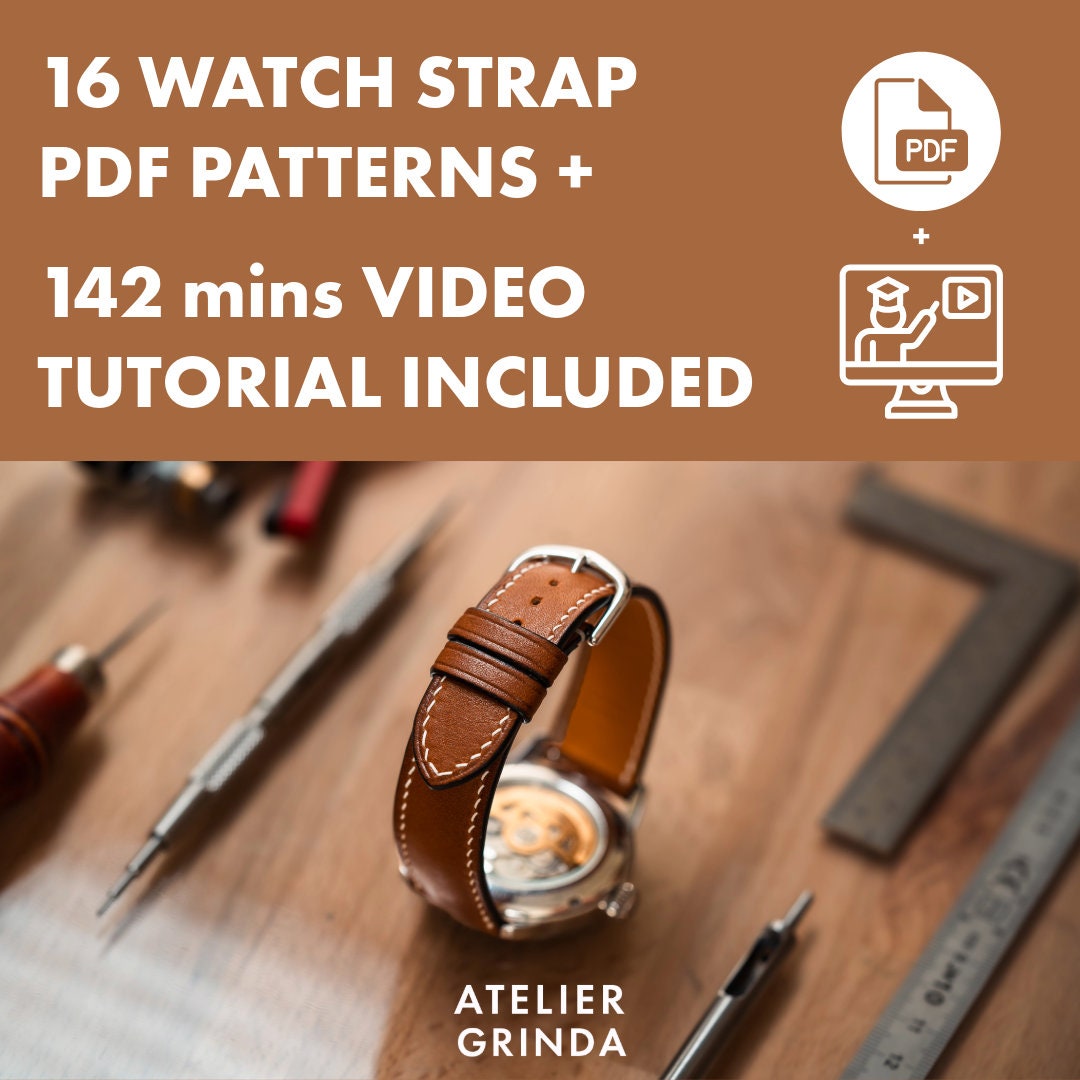 16 Watch Strap PDF Pattern Templates + 142 Mins Tutorial Video Included ...
