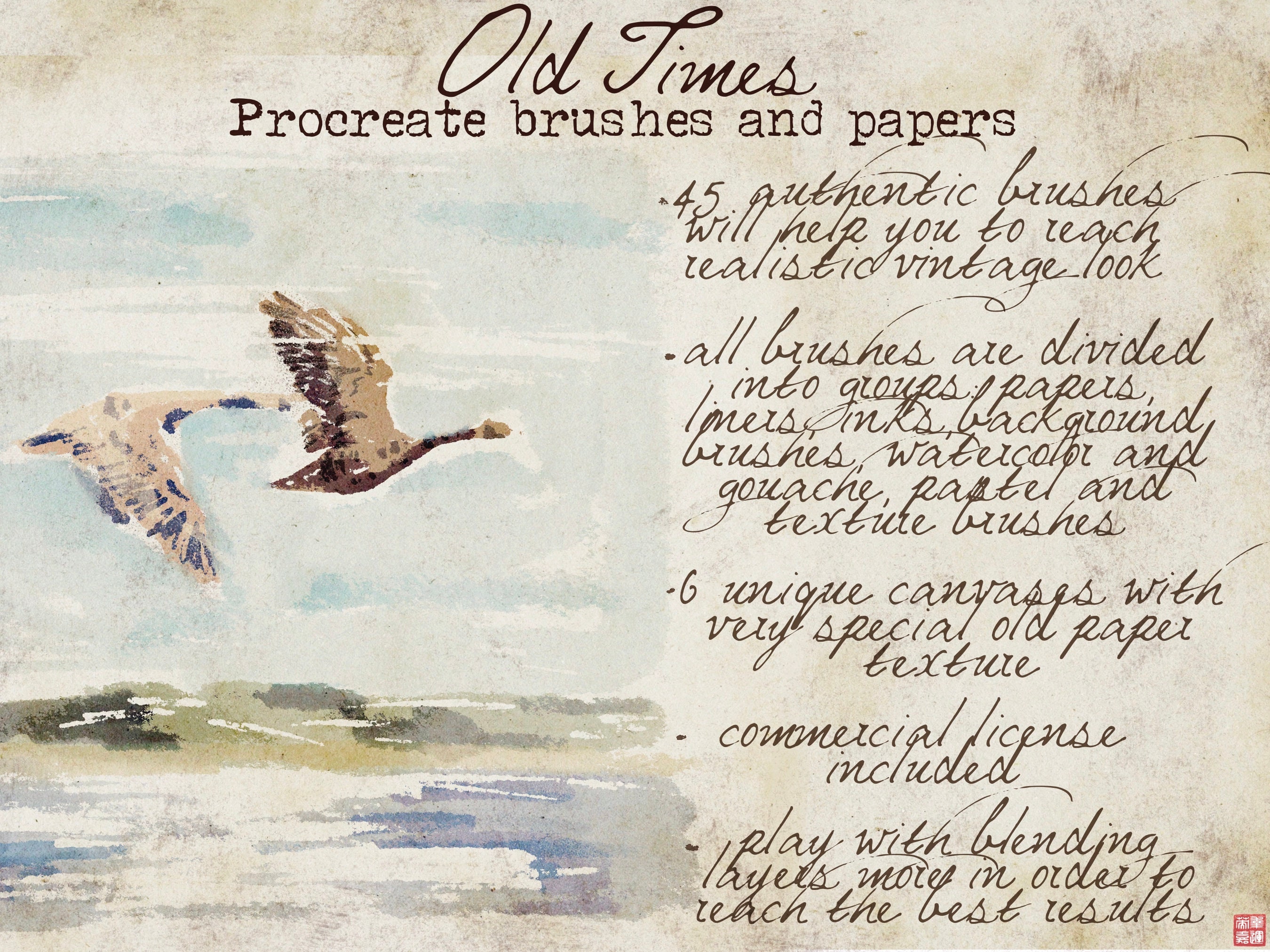 Old Times - Procreate Brushes, Vintage Brushset, Old Vintage Paper ...