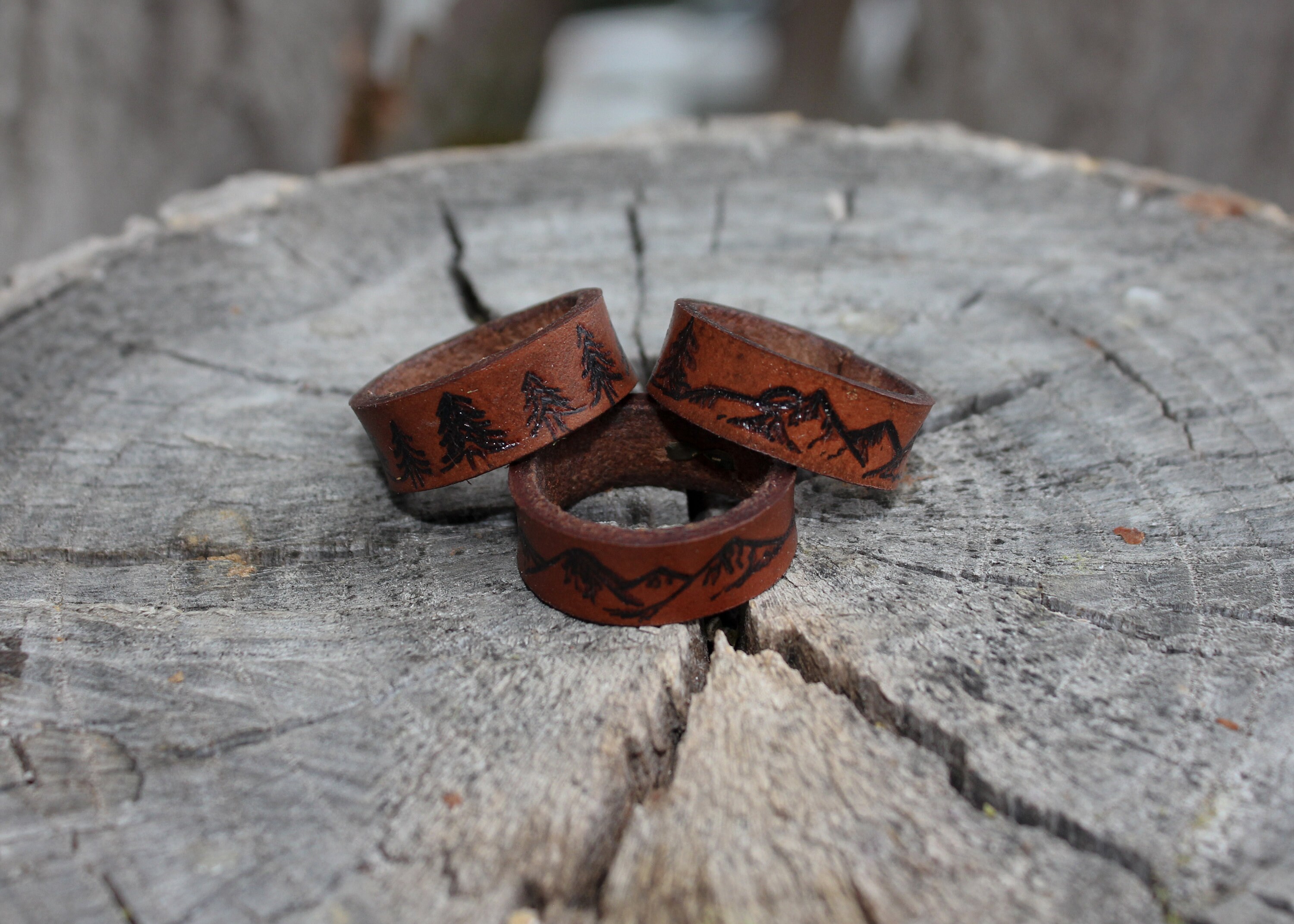 Leather Ring, Mountain Ring, Matching Ring Sets, Ring for Men ...