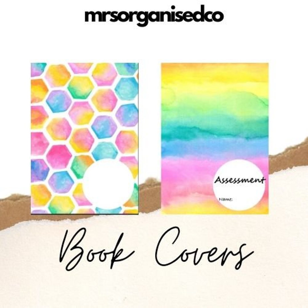 Digital Book Covers Colourful Water Colour Teacher Planner Assessment ...