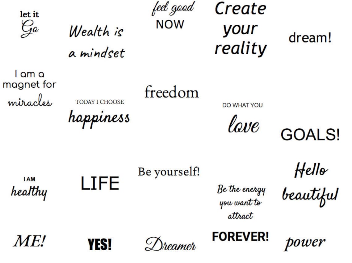 Vision Board Printable | Inspirational Quotes & Words | Vision Board ...