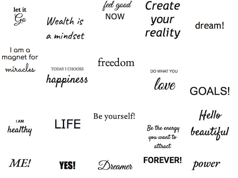 Vision Board Printable | Inspirational Quotes & Words | Vision Board ...