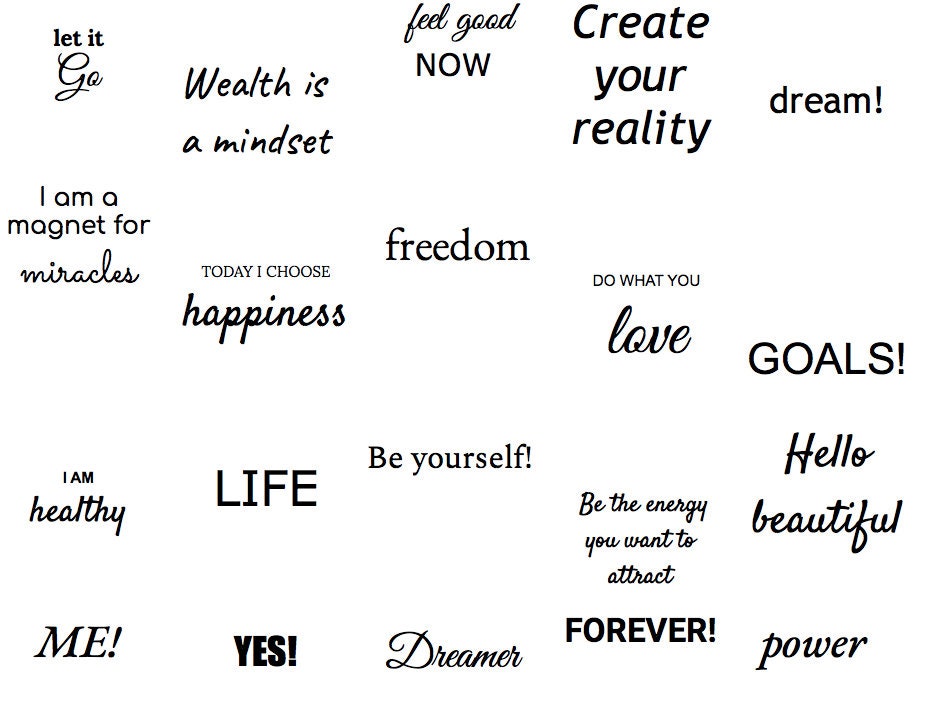 Vision Board Printable | Inspirational Quotes & Words | Vision Board ...