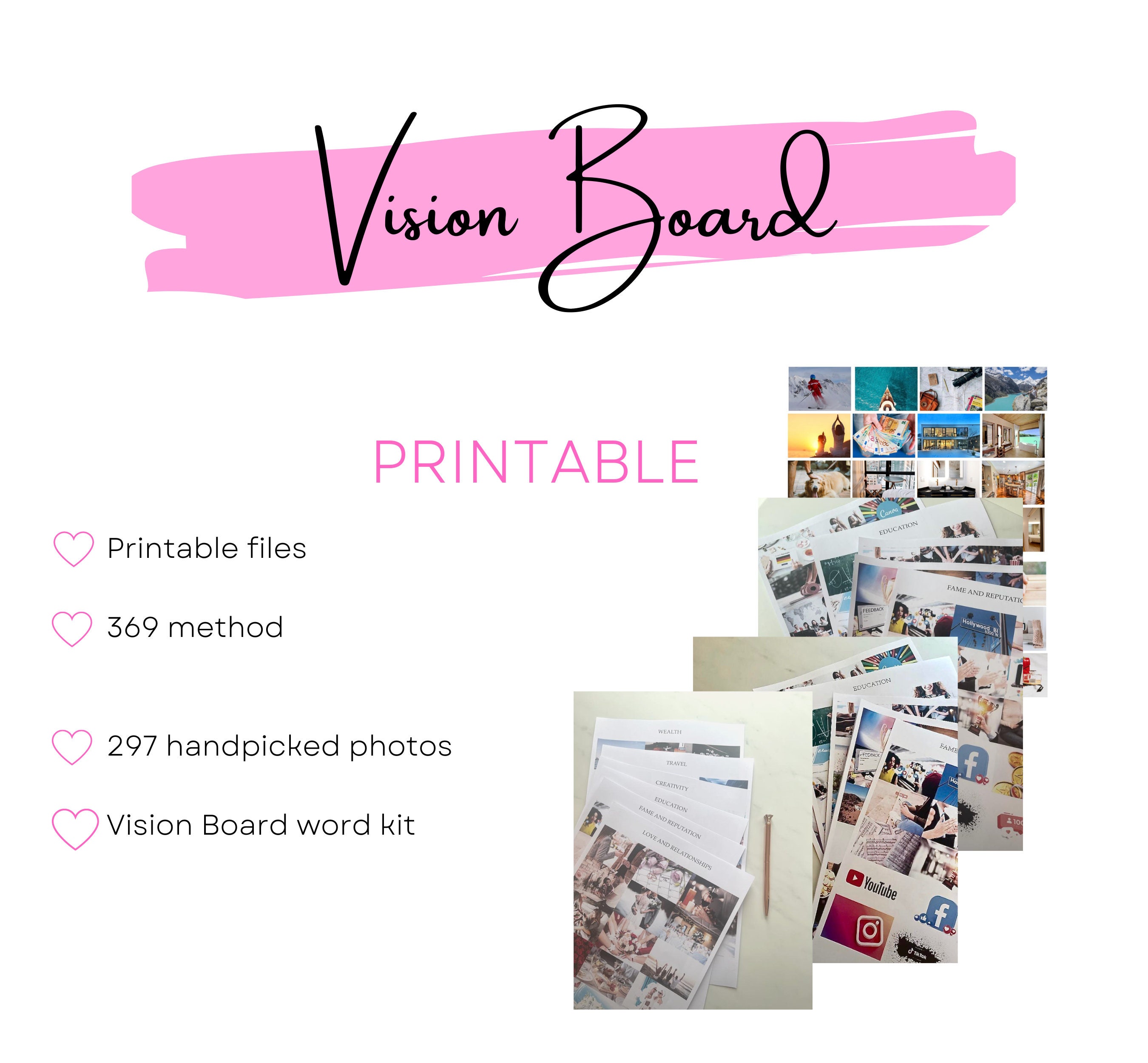 Vision Board Bundle! | Vision Board Printable | Law of Attraction ...