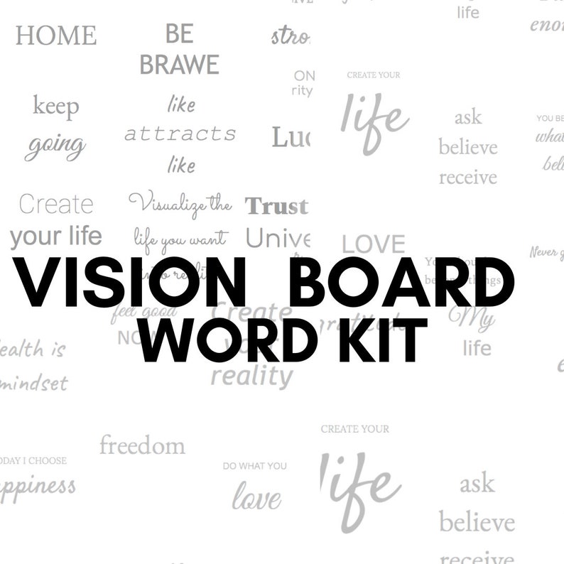 Vision Board Printable Inspirational Quotes And Words Vision Etsy