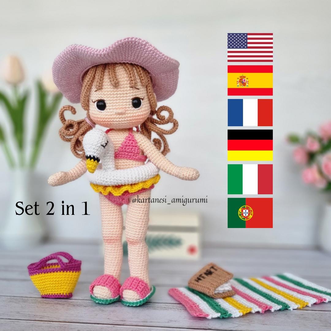 Ruby Crochet Doll Pattern: Summer Beach Amigurumi (PDF in 6 Languages ...