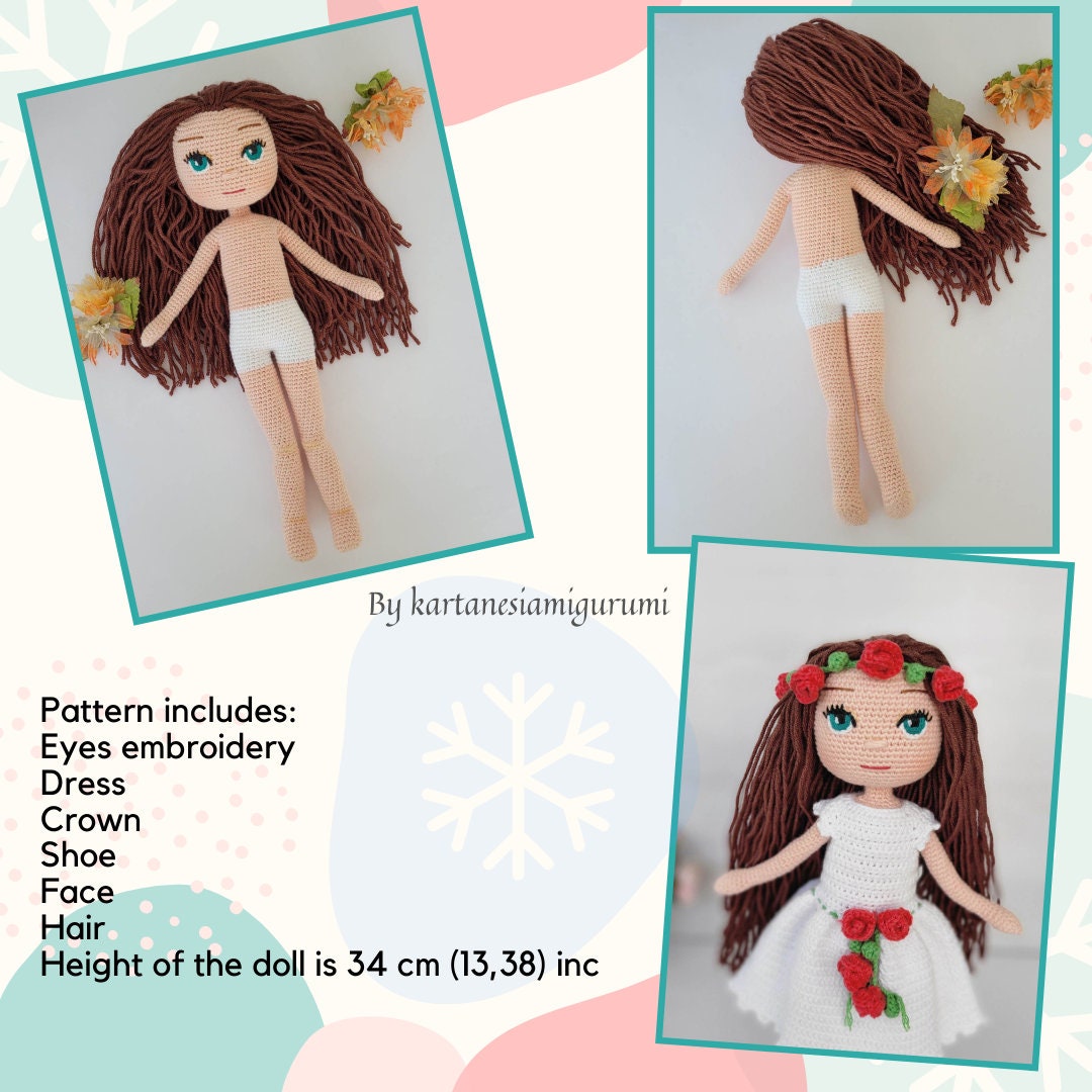 Crochet Doll Pattern: Yasemin Doll With Rose Costume (PDF) - Etsy
