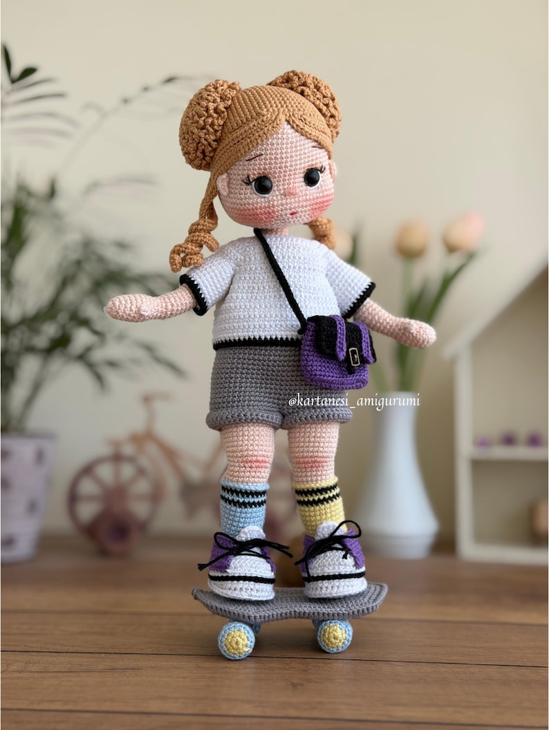 Mia Crochet Amigurumi Doll Pattern, Skater Girl, Cute Crochet Doll ...