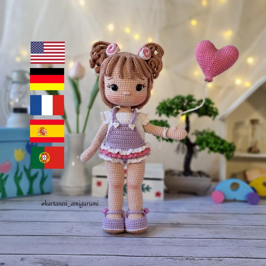 Clara Crochet Doll Pattern, Amigurumi Doll Pattern, Crochet Valentine ...