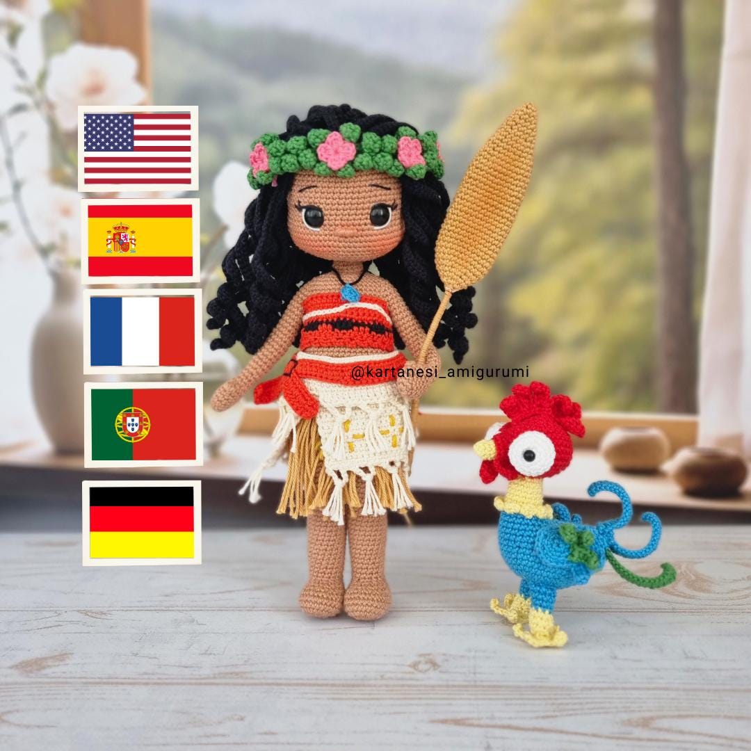 Crochet Doll Pattern, Princess Moana Amigurumi Doll Pattern, Amigurumi ...