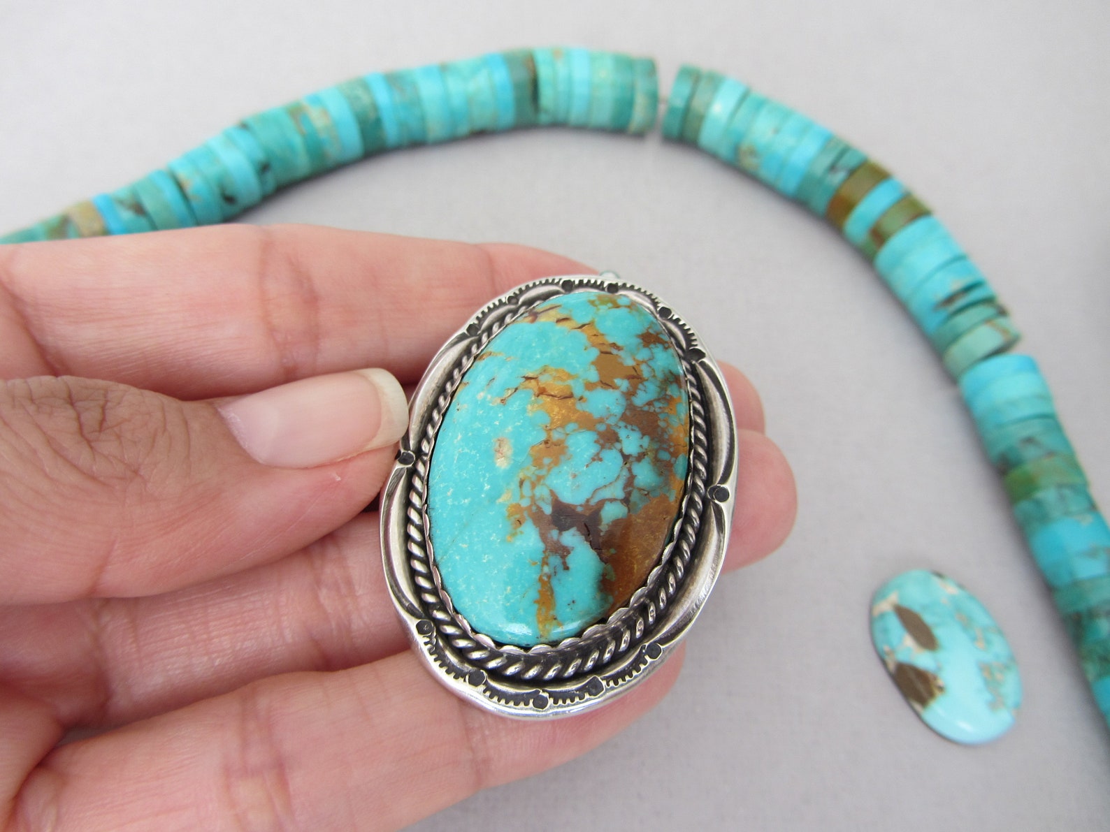 LARGE Vintage Signed Navajo Sam Kee Turquoise Sterling Silver | Etsy