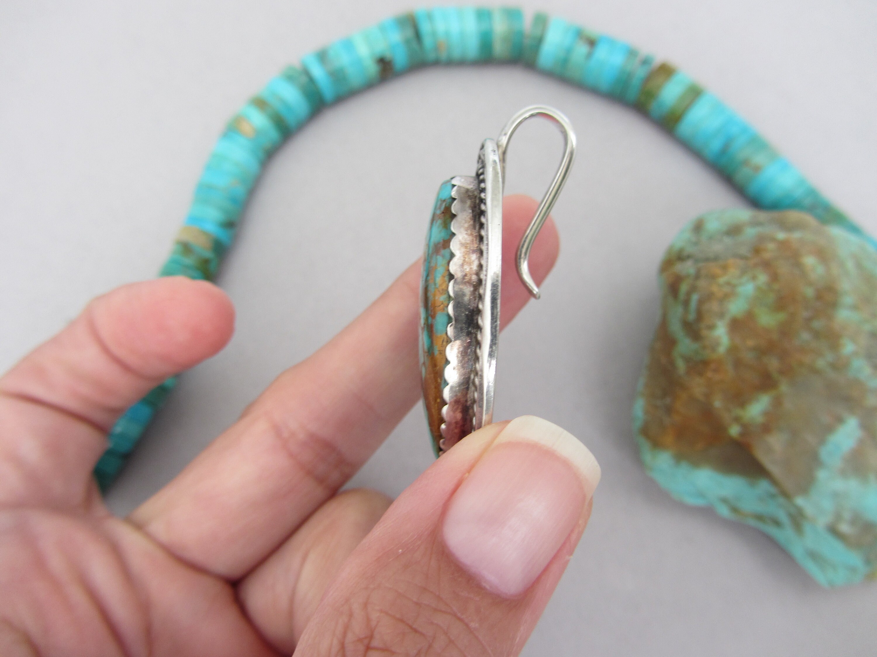 LARGE Vintage Signed Navajo Sam Kee Turquoise Sterling Silver | Etsy