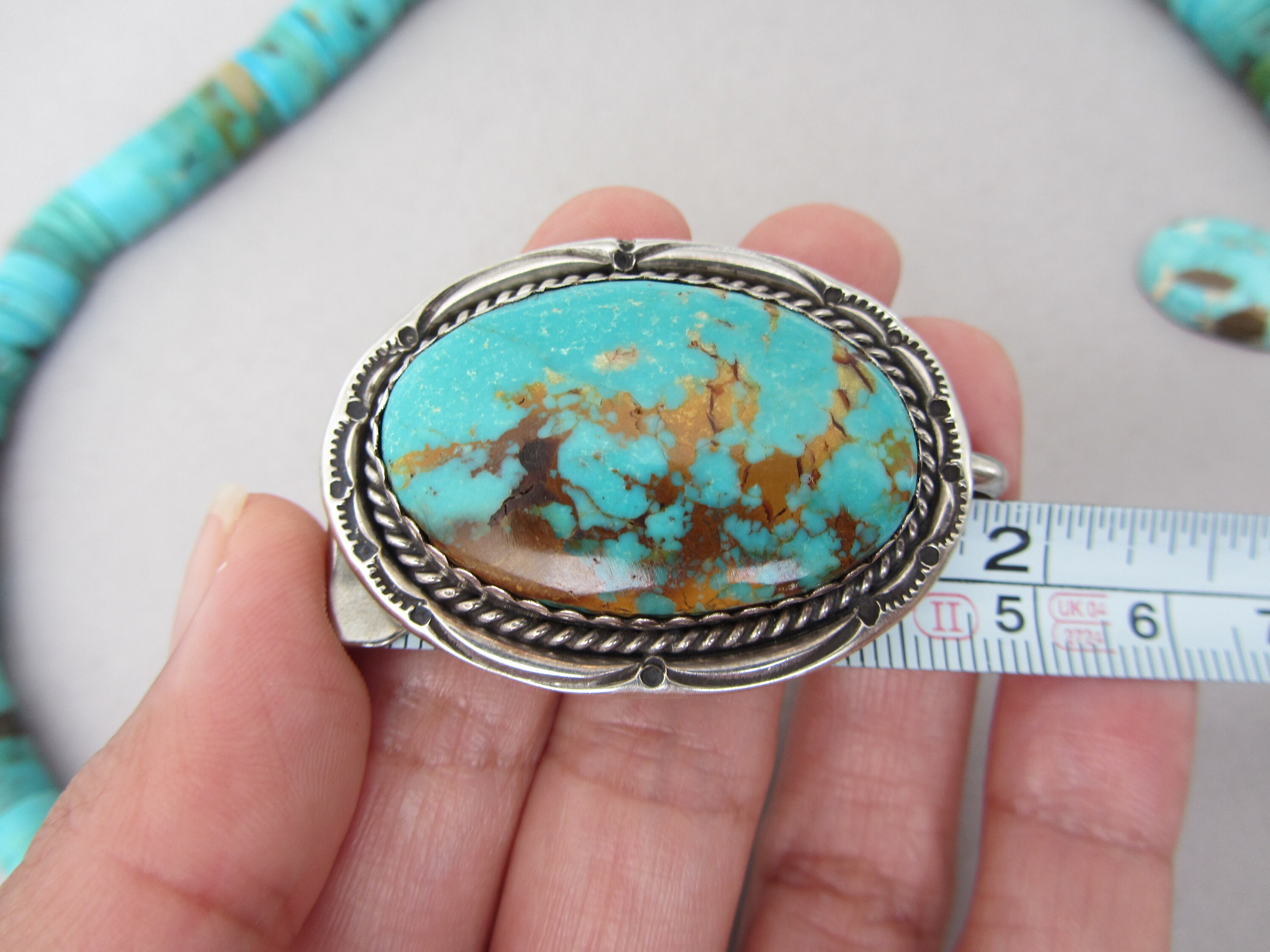 LARGE Vintage Signed Navajo Sam Kee Turquoise Sterling Silver | Etsy
