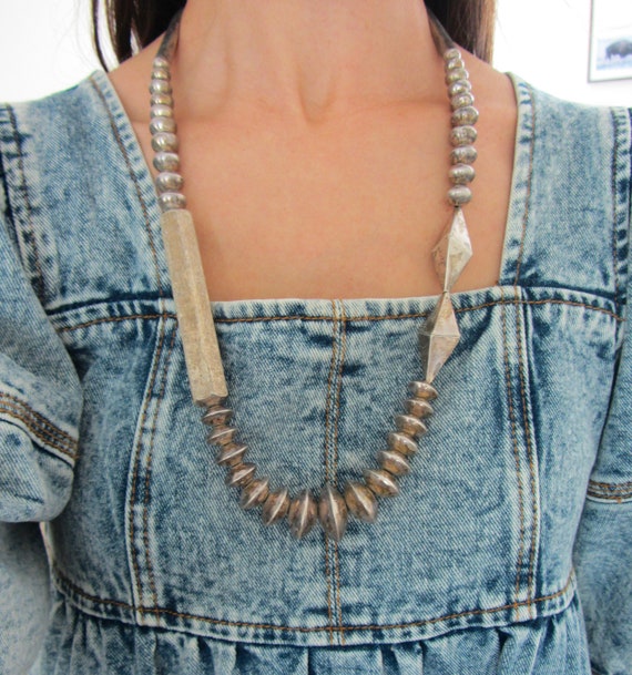 Huge ONE OF A KIND Vintage Navajo Bench Bead Sterling… - Gem