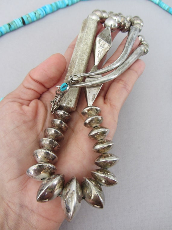 Huge ONE OF A KIND Vintage Navajo Bench Bead Sterling… - Gem