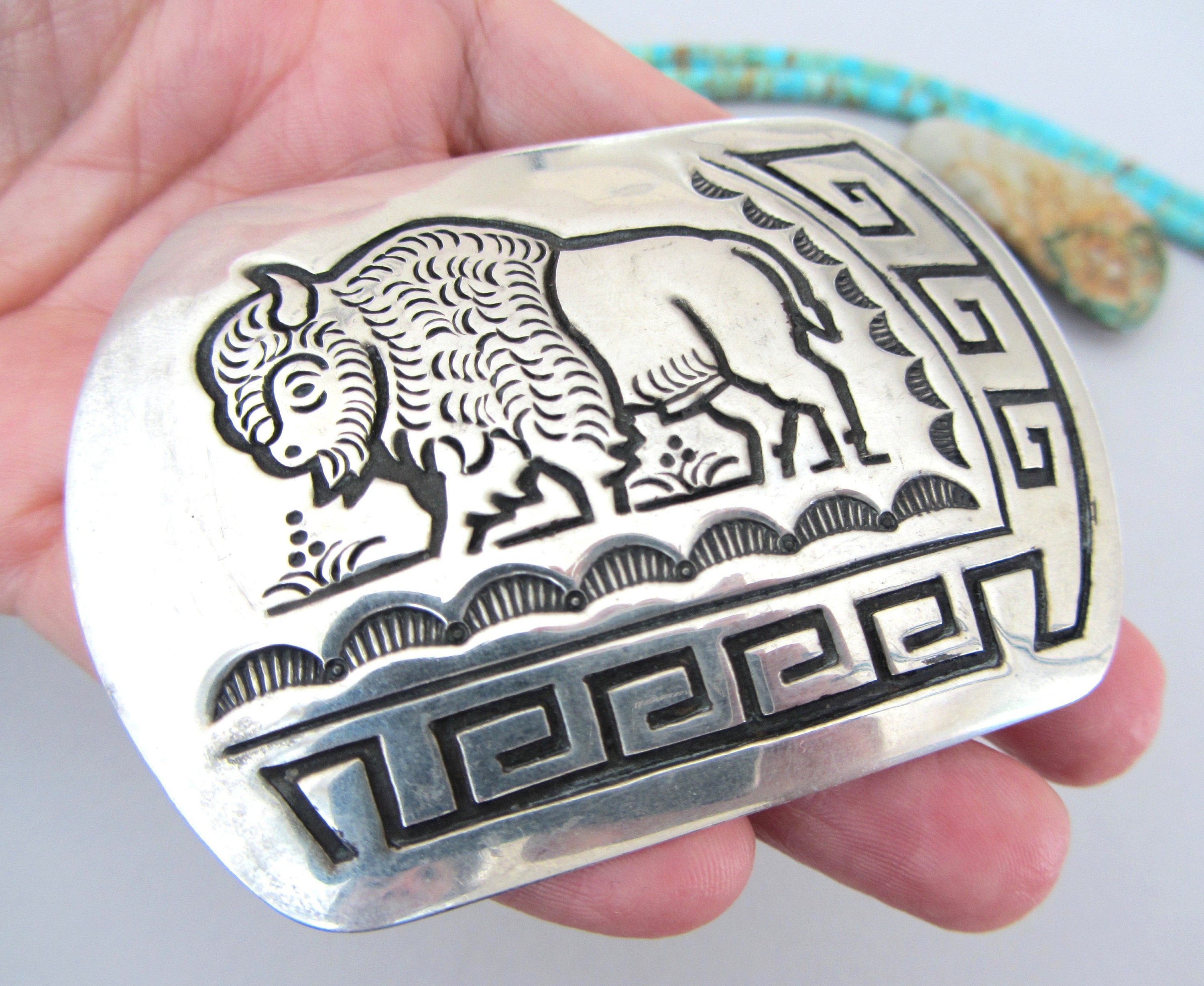 Vintage Bison / American Buffalo Sterling Silver Overlay Asymmetric ...
