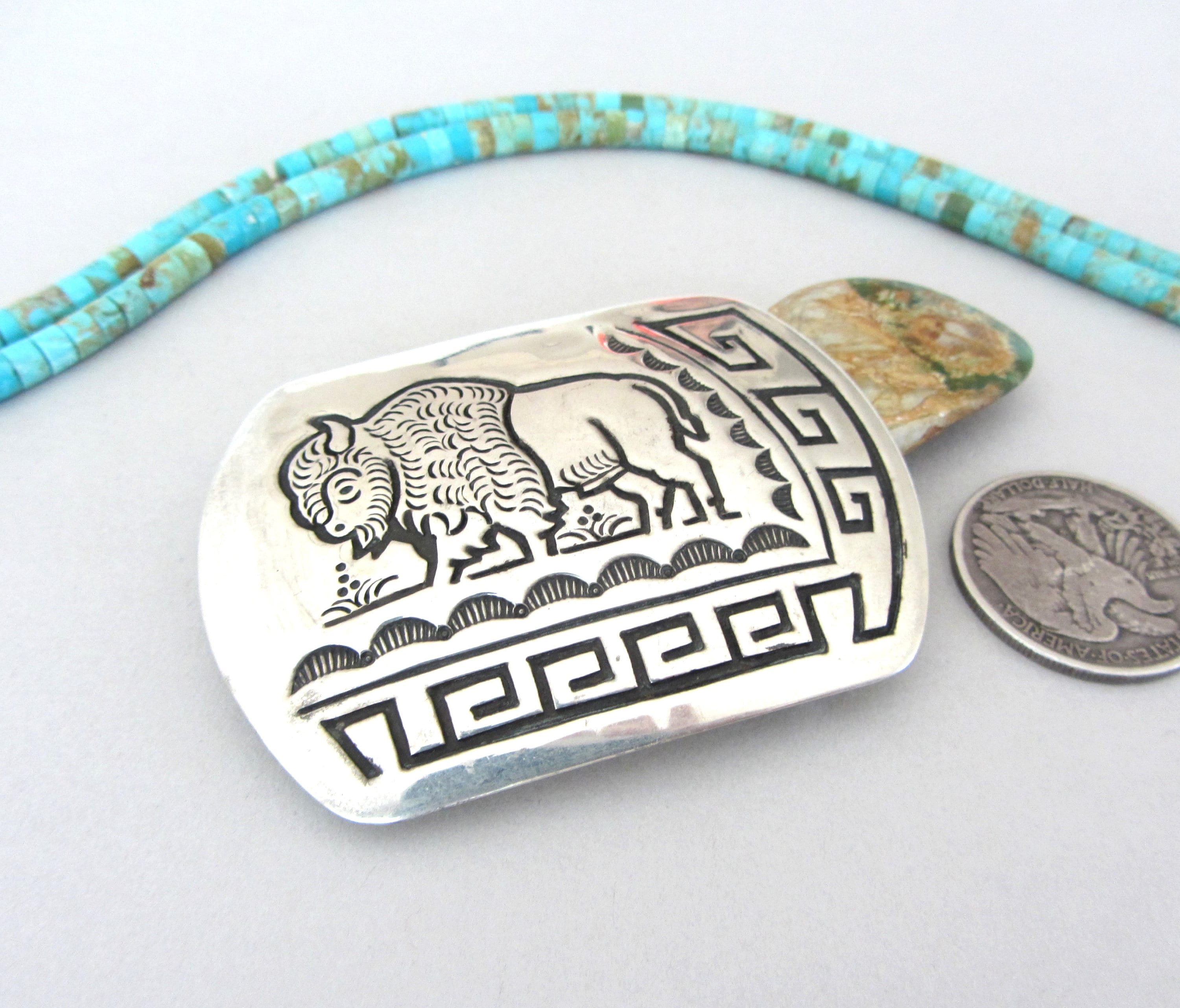 Vintage Bison / American Buffalo Sterling Silver Overlay Asymmetric ...