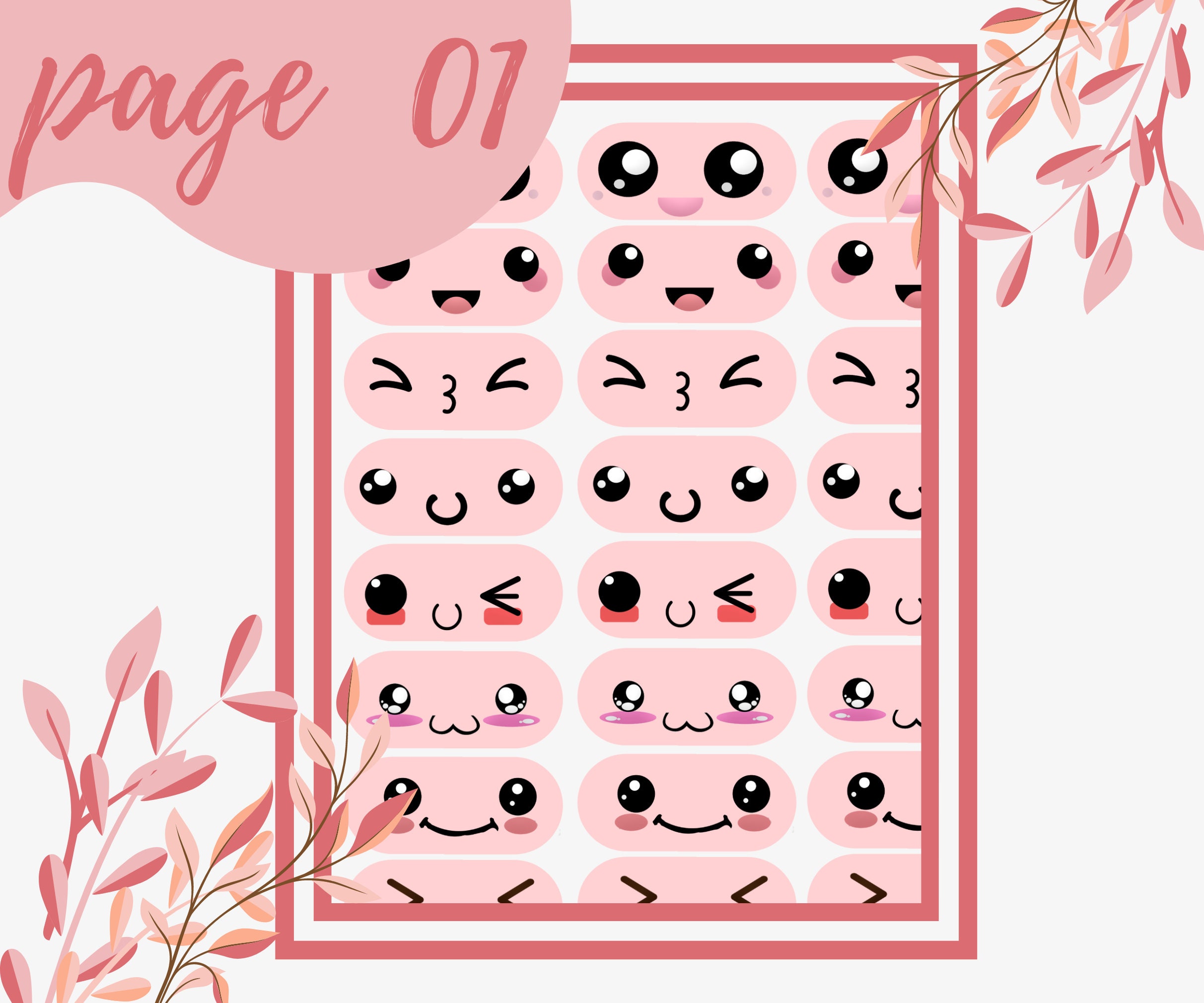Set of 35 & 24 Face Mood Nursery Prints Instant Download Sticker Pack ...