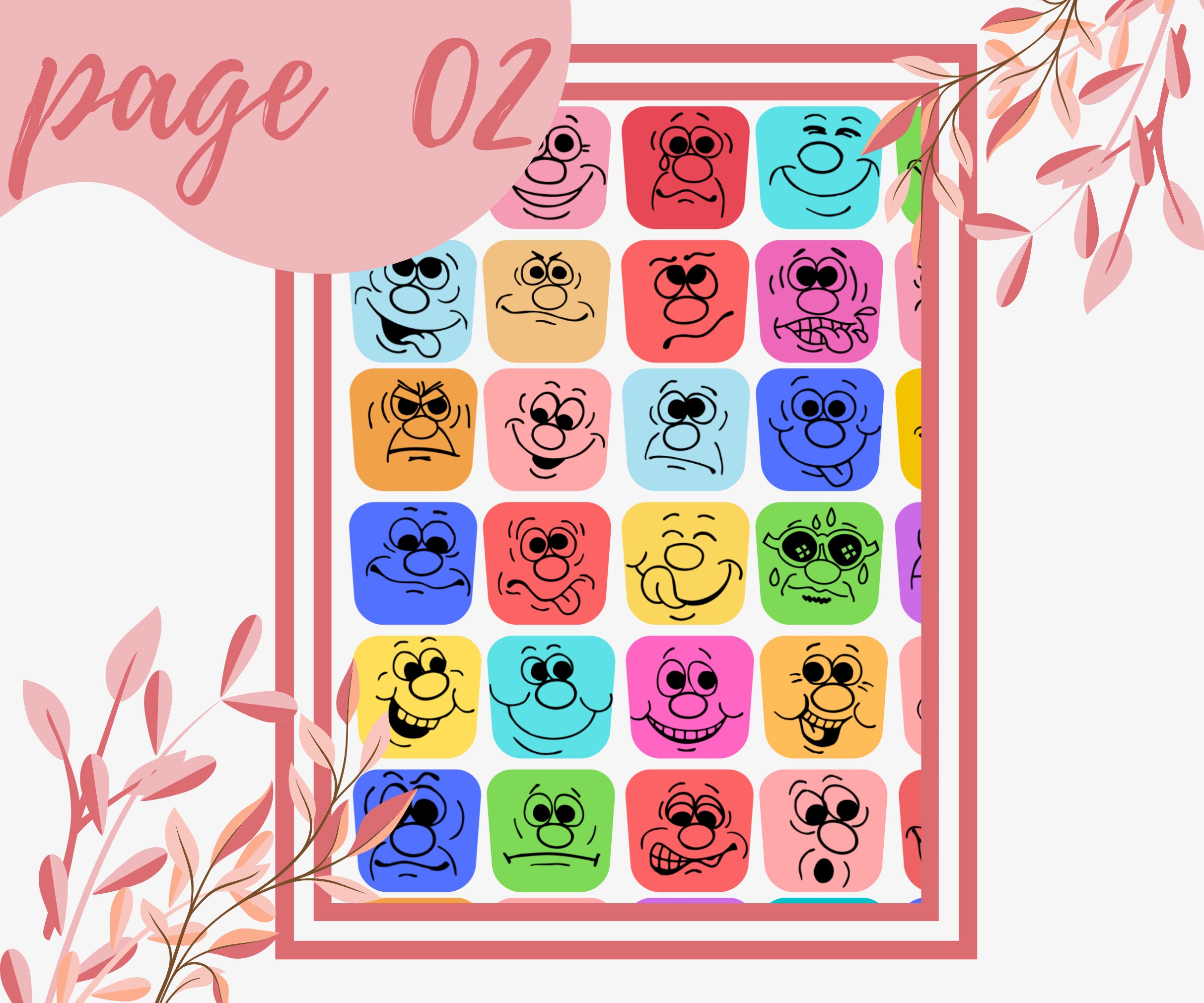 Set of 35 & 24 Face Mood Nursery Prints Instant Download Sticker Pack ...