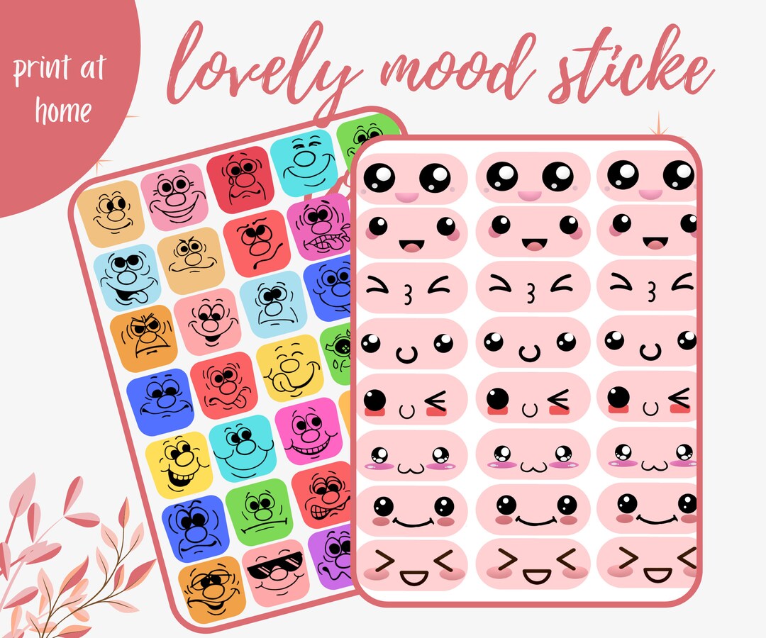 Set of 35 & 24 Face Mood Nursery Prints Instant Download Sticker Pack ...