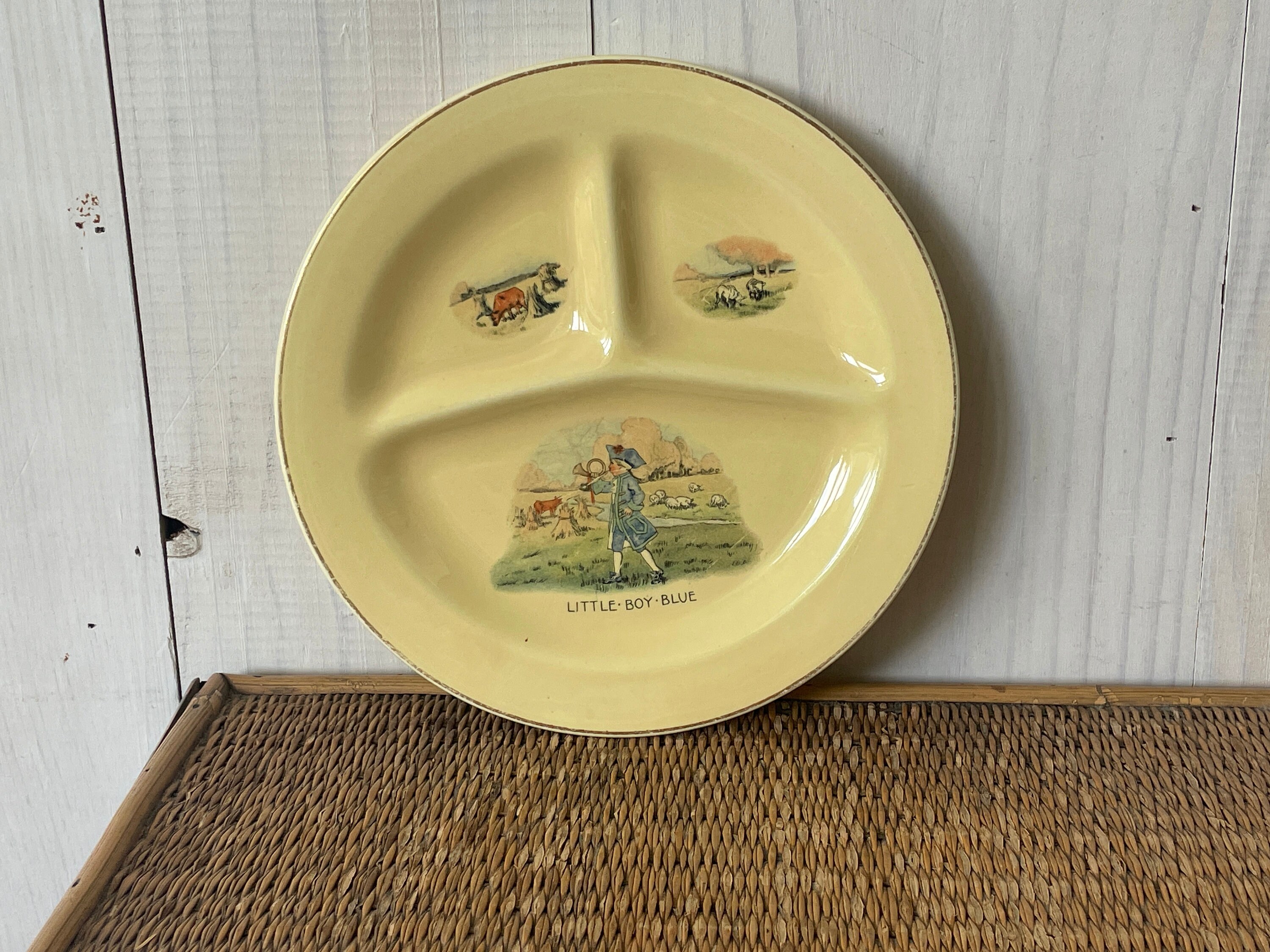 Vintage Baby Plate, Divided Baby Food Plate, Little Boy Blue Plate ...