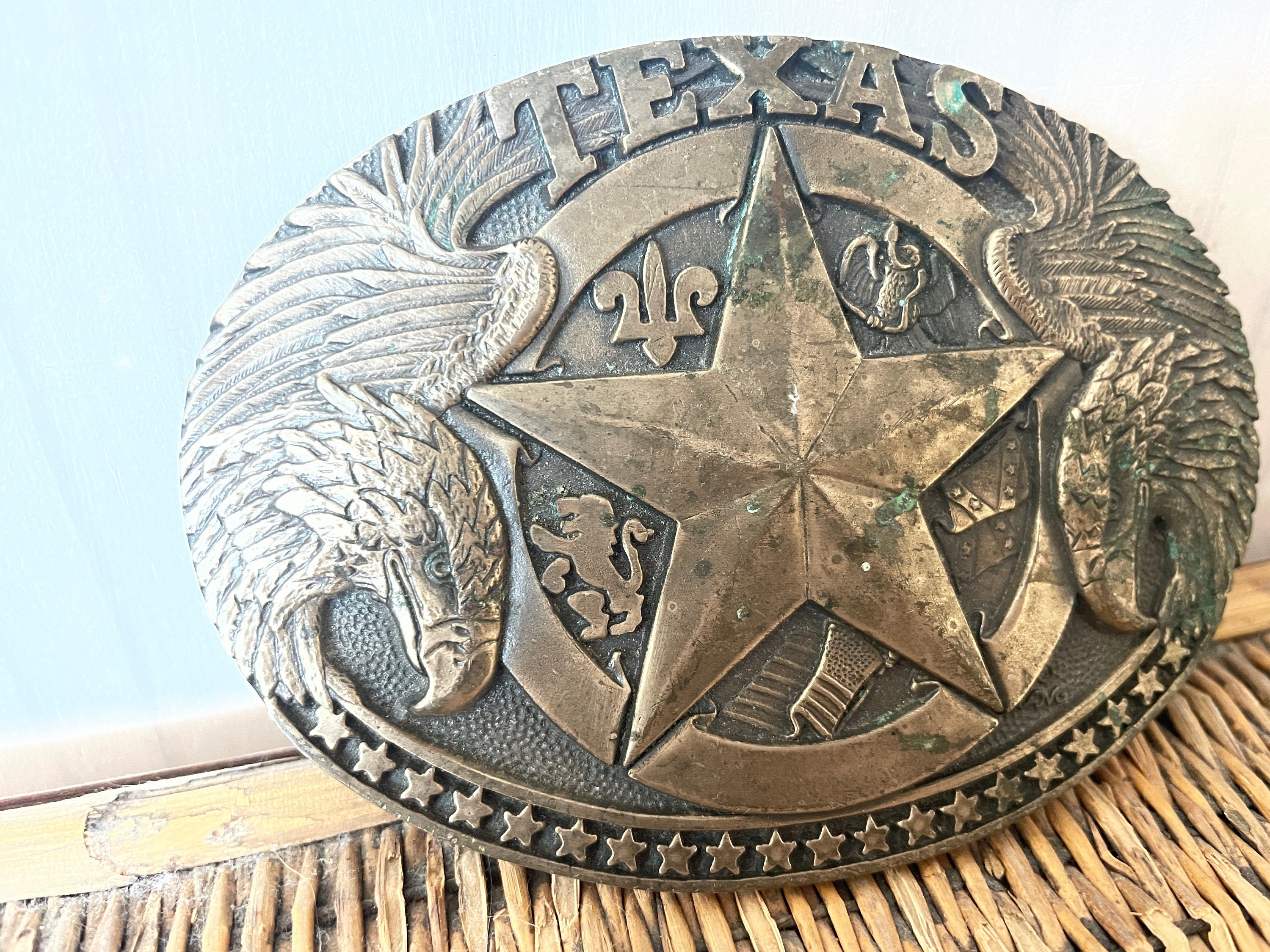 Texas Brass Belt Buckle, Vintage Brass Texas Belt Buckle, Award Design ...