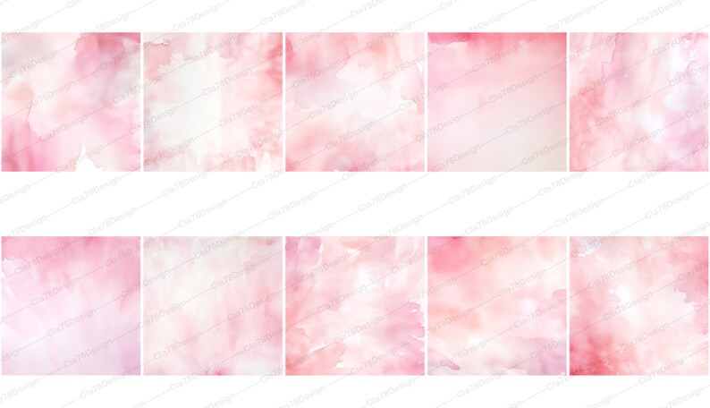 10 Watercolor Pink Digital Papers 12" X 12" - Digital Download JPEG ...