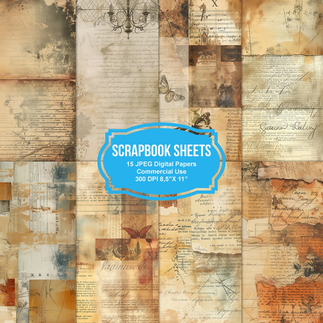 15 Scrapbook Sheets Junk Journal Printable Pages, Junk Journal Kit ...