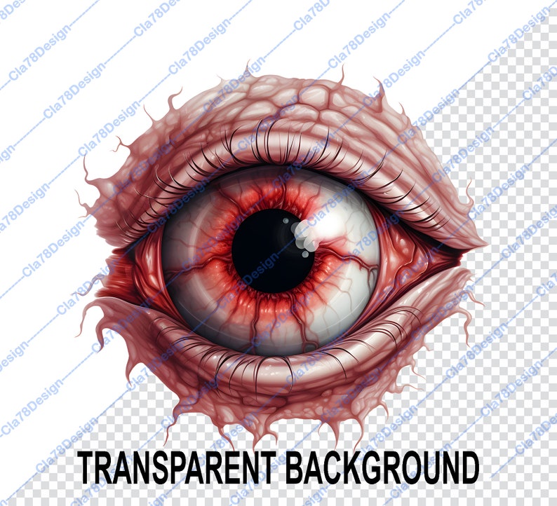 20 Horror Eyes Clipart 8" X 8" - Transparent Background Digital ...