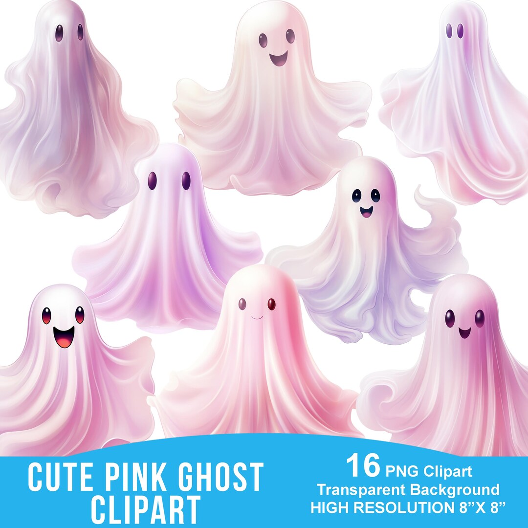 Cute Pink Ghost Clipart, Happy Halloween, Watercolor, Cute Ghost Png ...