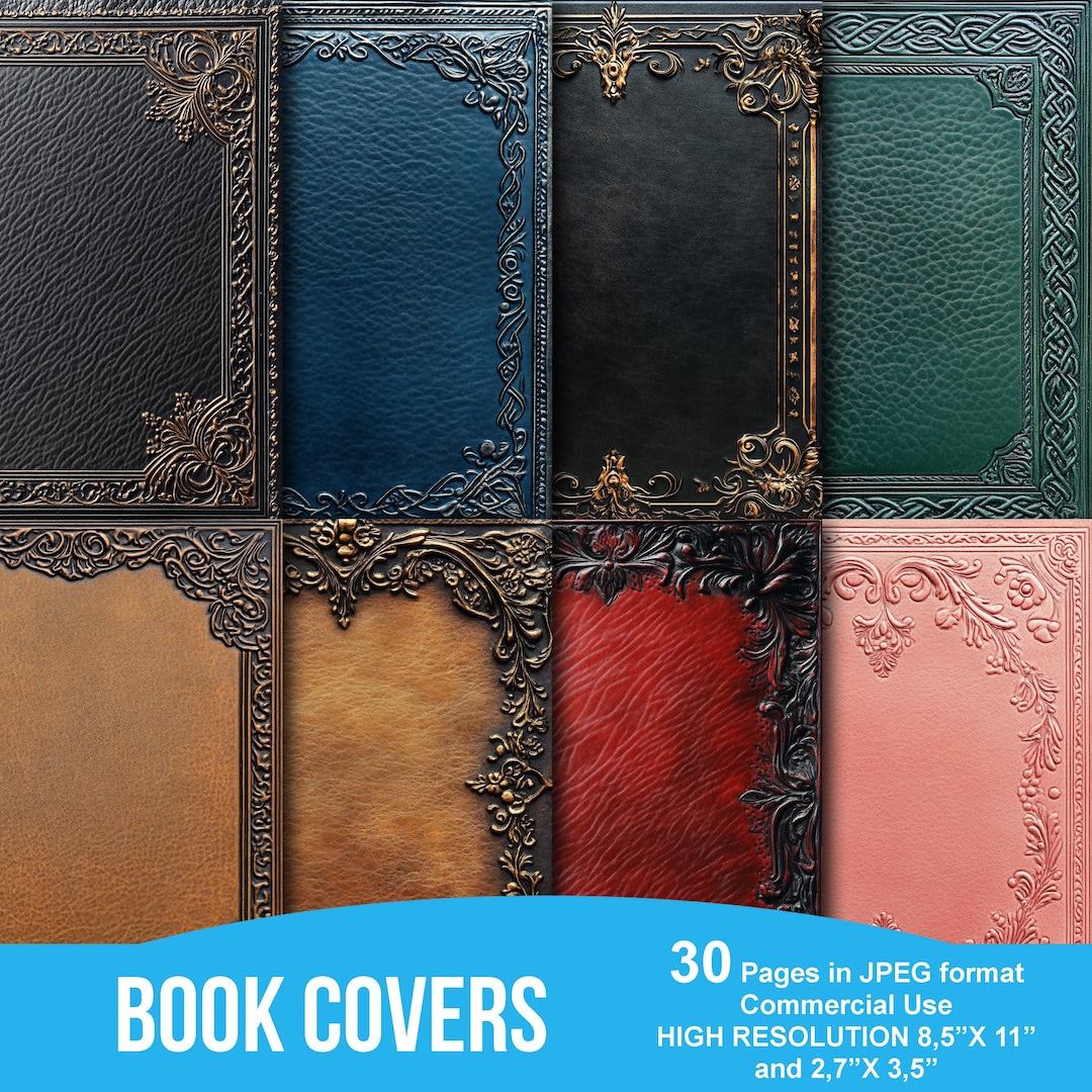 Book and Mini Book Covers, Journal Cover, Junk Journal Kit, Dark ...