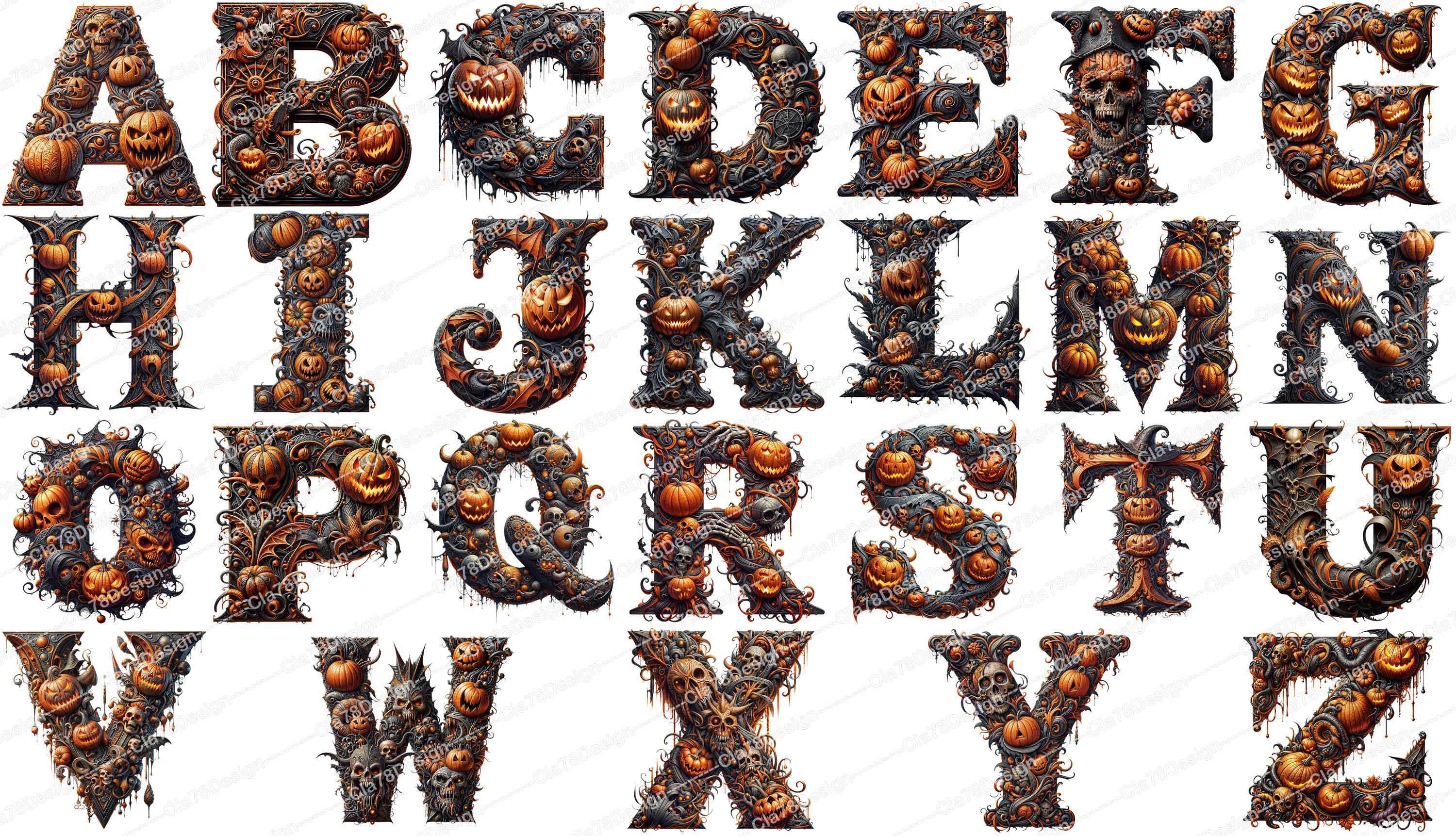 Halloween Letters, Halloween Clipart, Halloween Font, Spooky Season ...