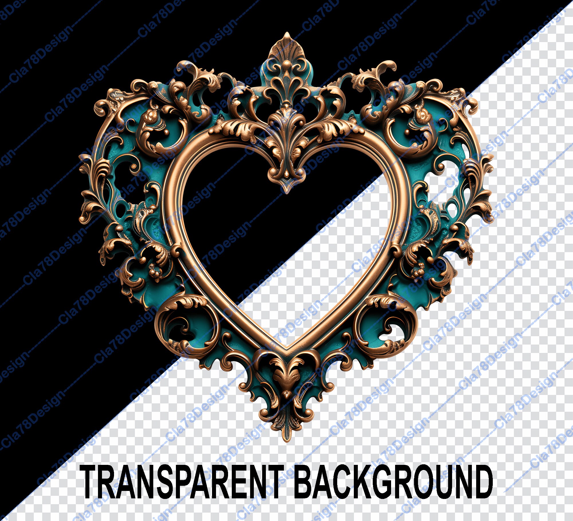 Turquoise Frames Clipart Rococo and Baroque Vintage Clip Art - Etsy