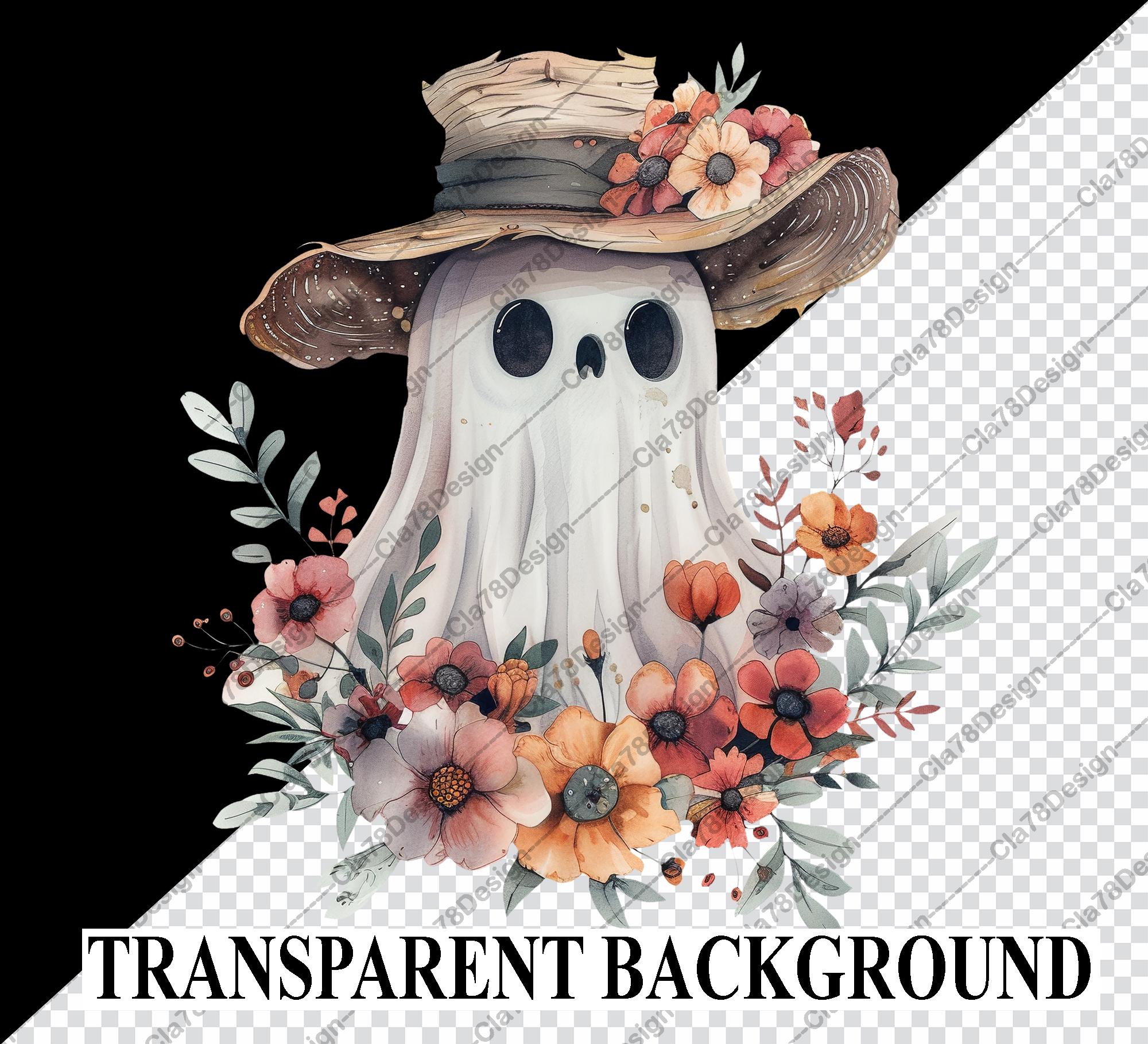 Watercolor Cute Ghost Clipart, 40 PNG Halloween Clipart Bundle, Cute ...