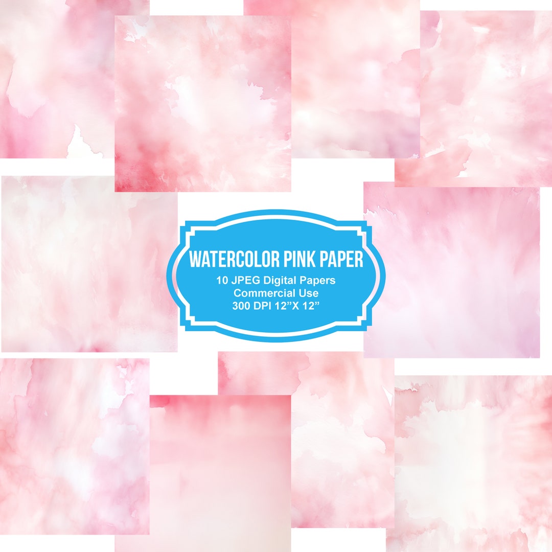 10 Watercolor Pink Digital Papers 12" X 12" - Digital Download JPEG ...